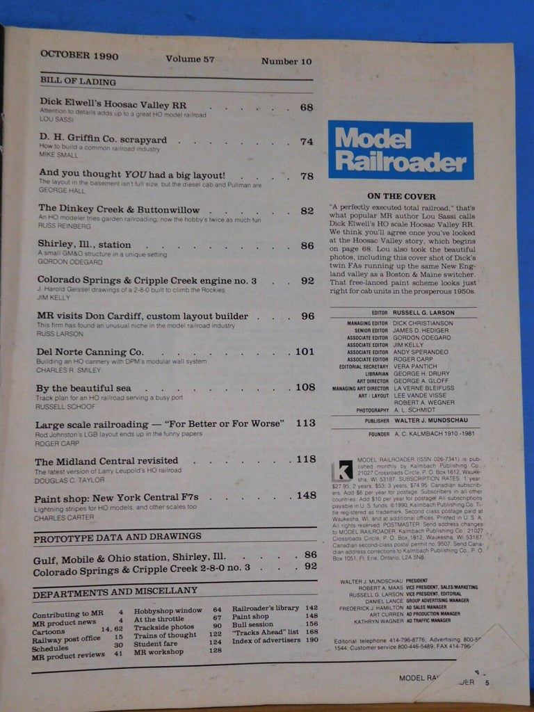 Model Railroader Magazine 1990 October Garden Rring Operating a layout ...
