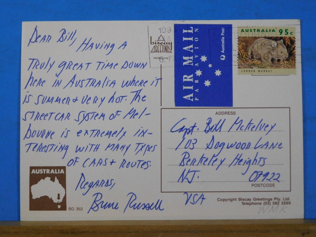 Postcard Trams of Melbourne Postmarked 1998 Melbourne Australia ...