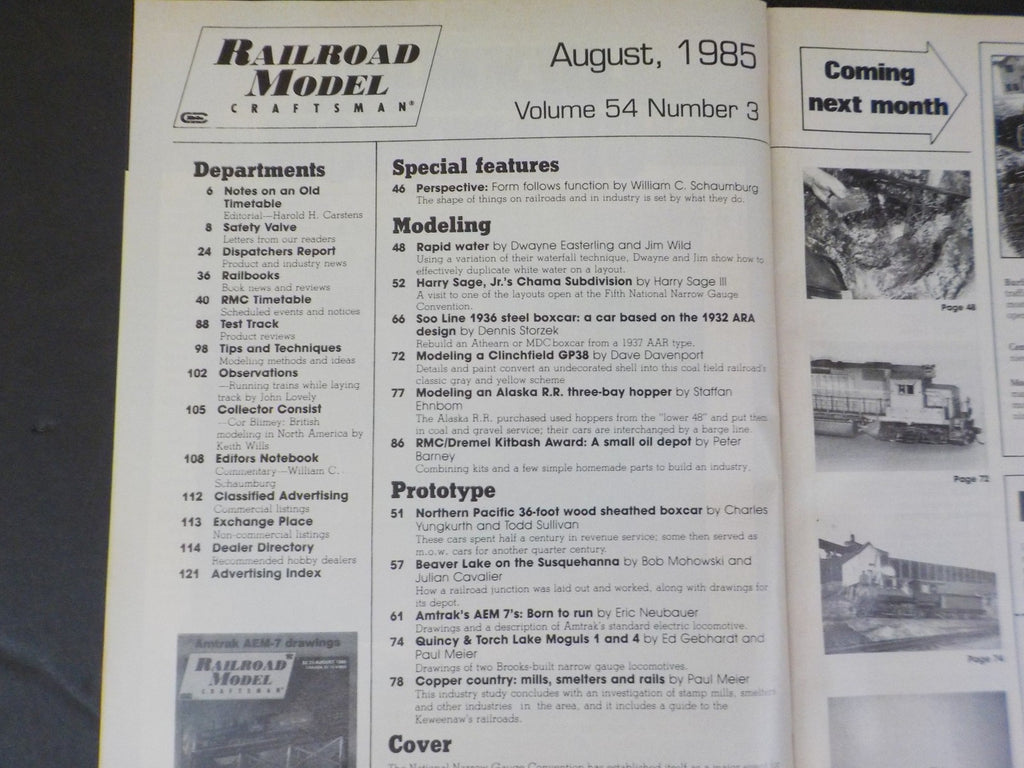 Railroad Model Craftsman Magazine 1985 August Amtrak AEM-7 drawings Ki ...