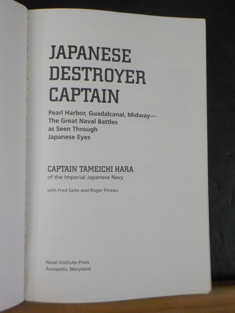 Japanese Destroyer Captain by Capt Tameichi Hara Soft Cover ...