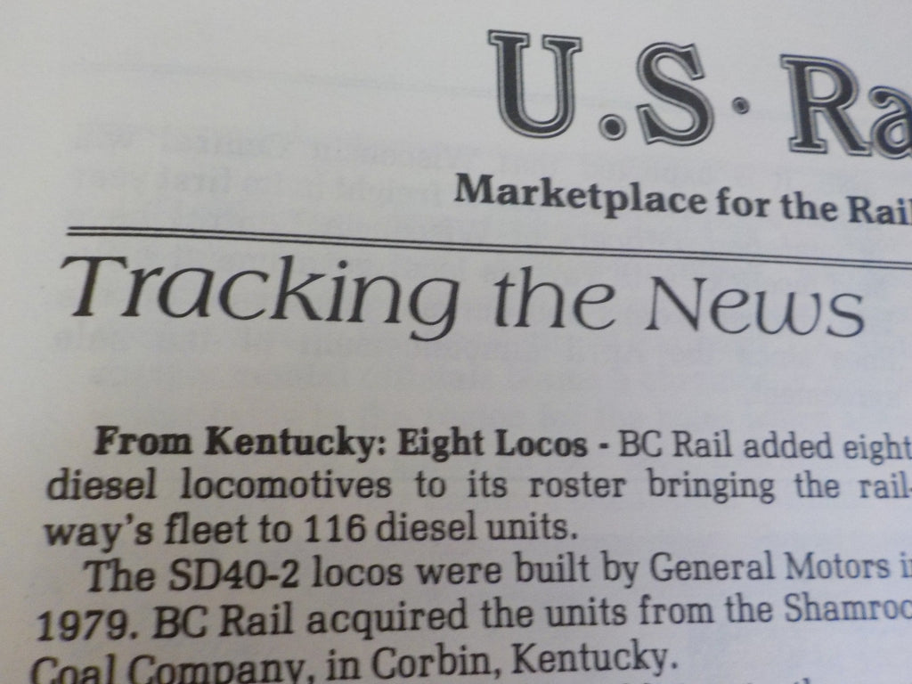 US Rail News 1987 August Our 5th Year Marketplace for the Railroad Ind ...