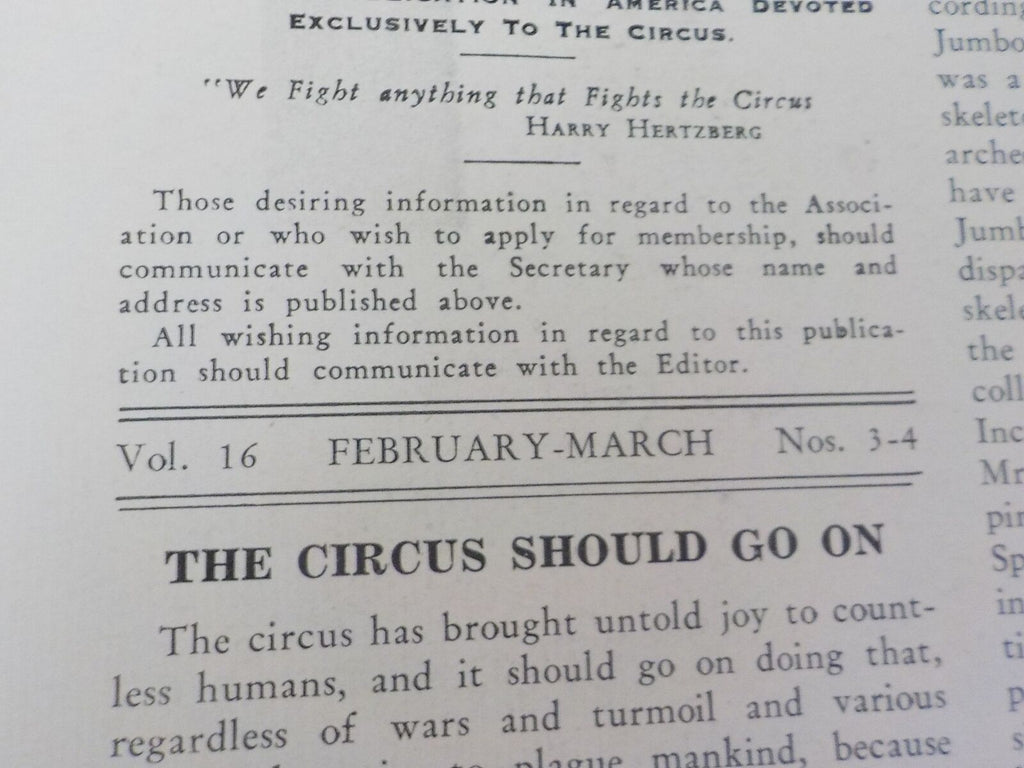 White Tops Circus Magazine 1943 February March Circusman Bert Cole ...