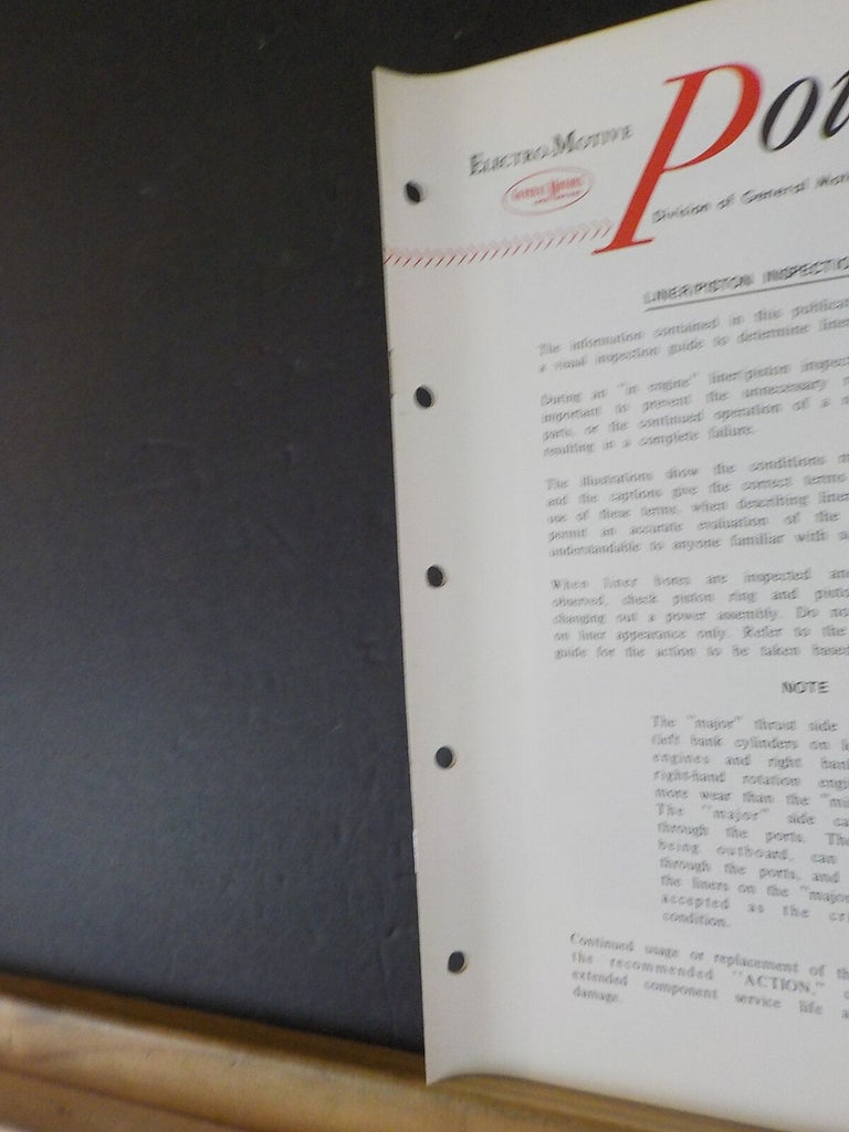 EMD Locomotive Pointers 1L-77 Liner/ Piston Inspection Guide ...