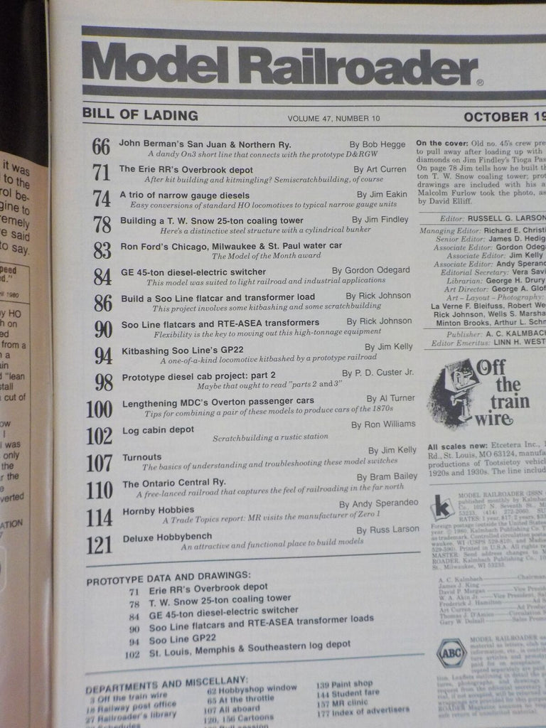 Model Railroader Magazine 1980 October Modeling Soo Lines GP22 & flatc ...