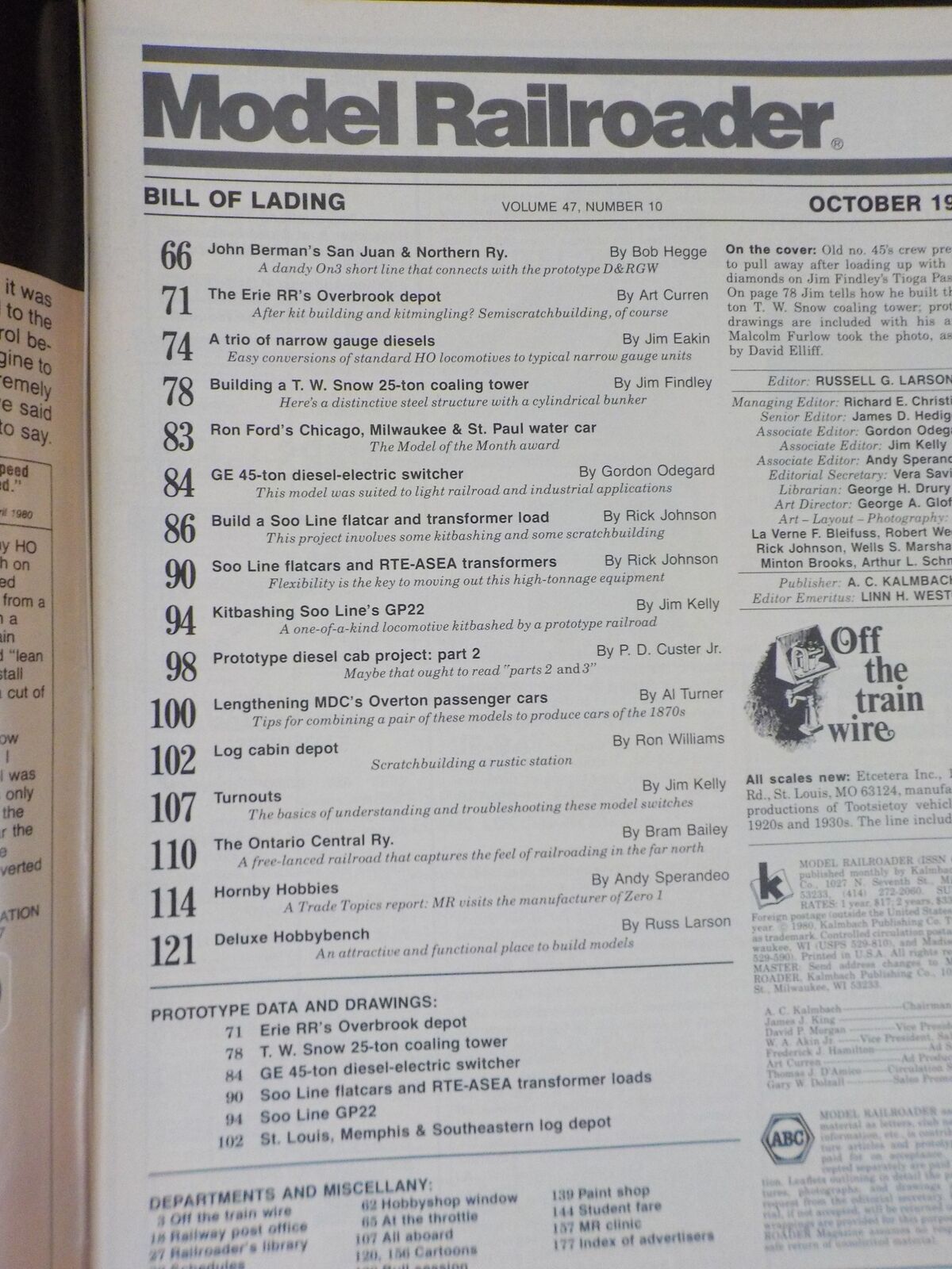Model Railroader Magazine 1980 October Modeling Soo Lines GP22 & flatc ...
