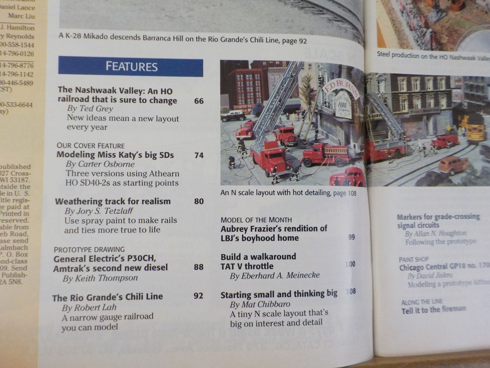 Model Railroader Magazine 1994 April Model Miss Katys Big Sds GE P30Ch ...