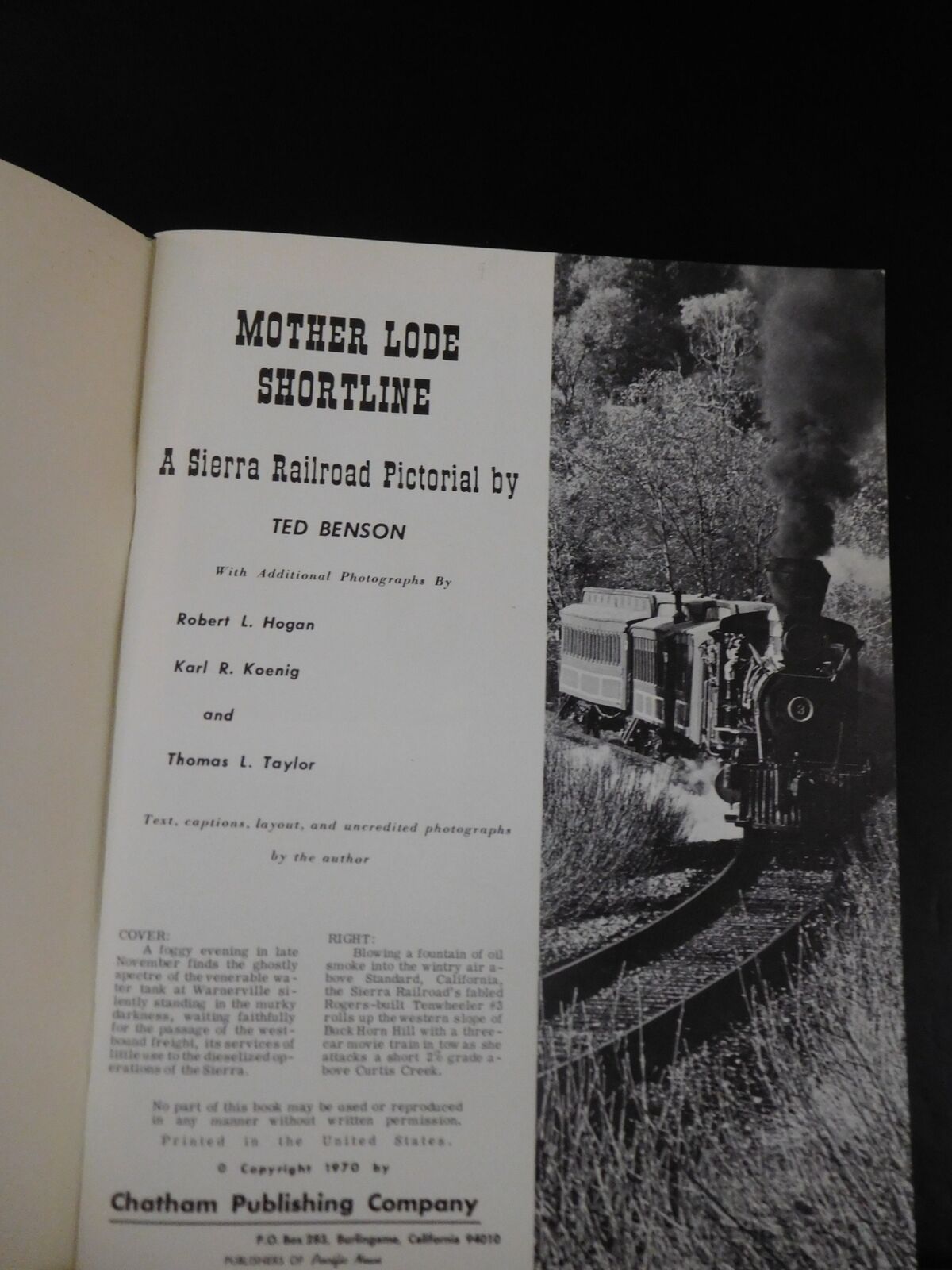 Mother Lode Shortline A Sierra Railroad Pictorial by Ted Benson Soft C ...