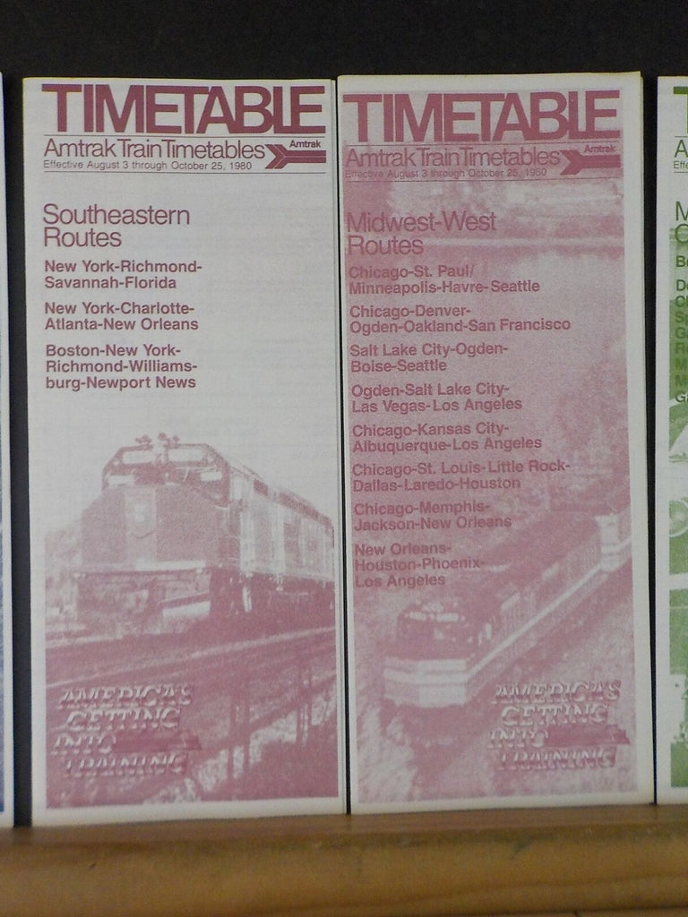 Amtrak 1980 Public Timetable Lot Includes 5 Timetables – RailroadTreasures
