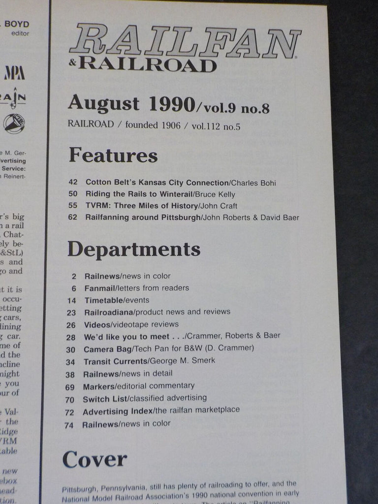 Railfan & Railroad Magazine 1990 August Railfanning Pittsburgh Amtrak ...