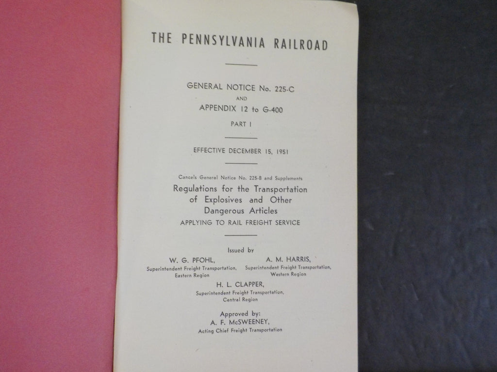 Pennsylvania Railroad Regulations Transportations of Explosives 1951 D ...