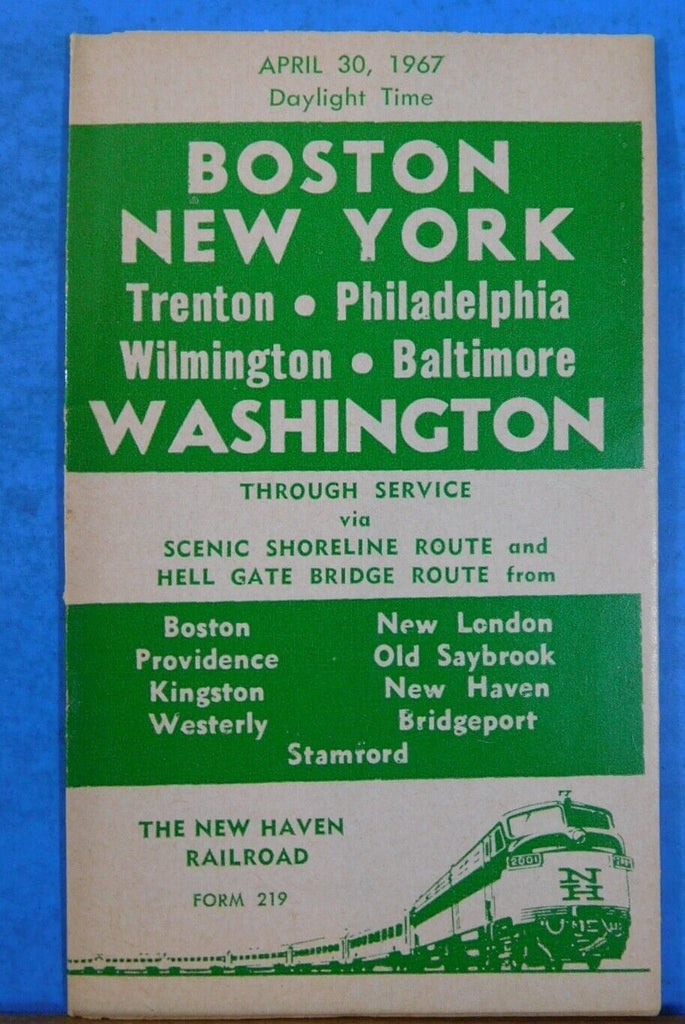 New Haven Railroad Public Timetable 1967 April 30 Form 219 NH ...