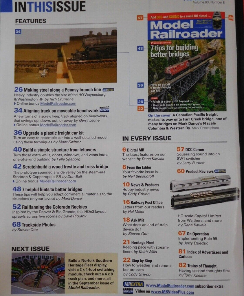 Model Railroader Magazine 2016 August Build better bridges Steel mill ...