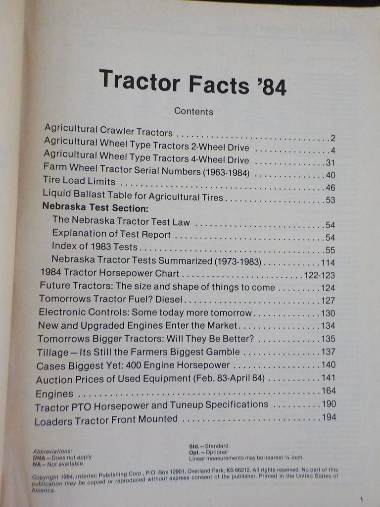Tractor Facts ‘84 Technical Publications Soft Cover – RailroadTreasures