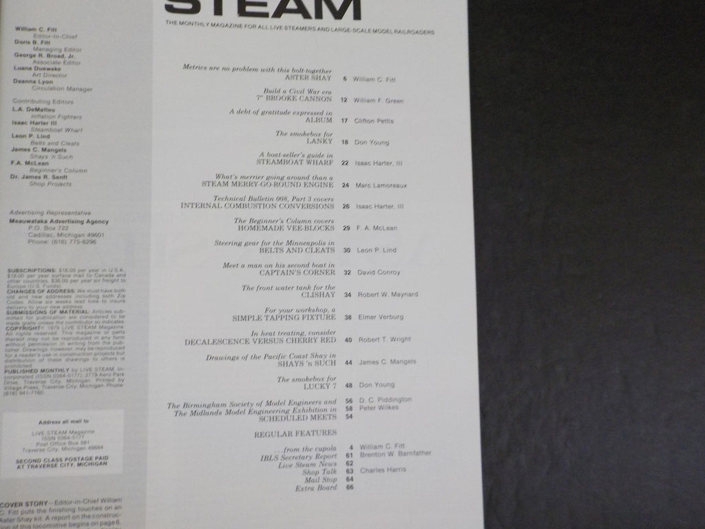 Live Steam Magazine 1979 March Civil war 7" Brooke Cannon Smokebox Int ...