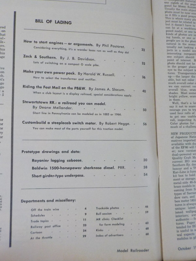 Model Railroader Magazine 1966 October How to start engines Make your ...