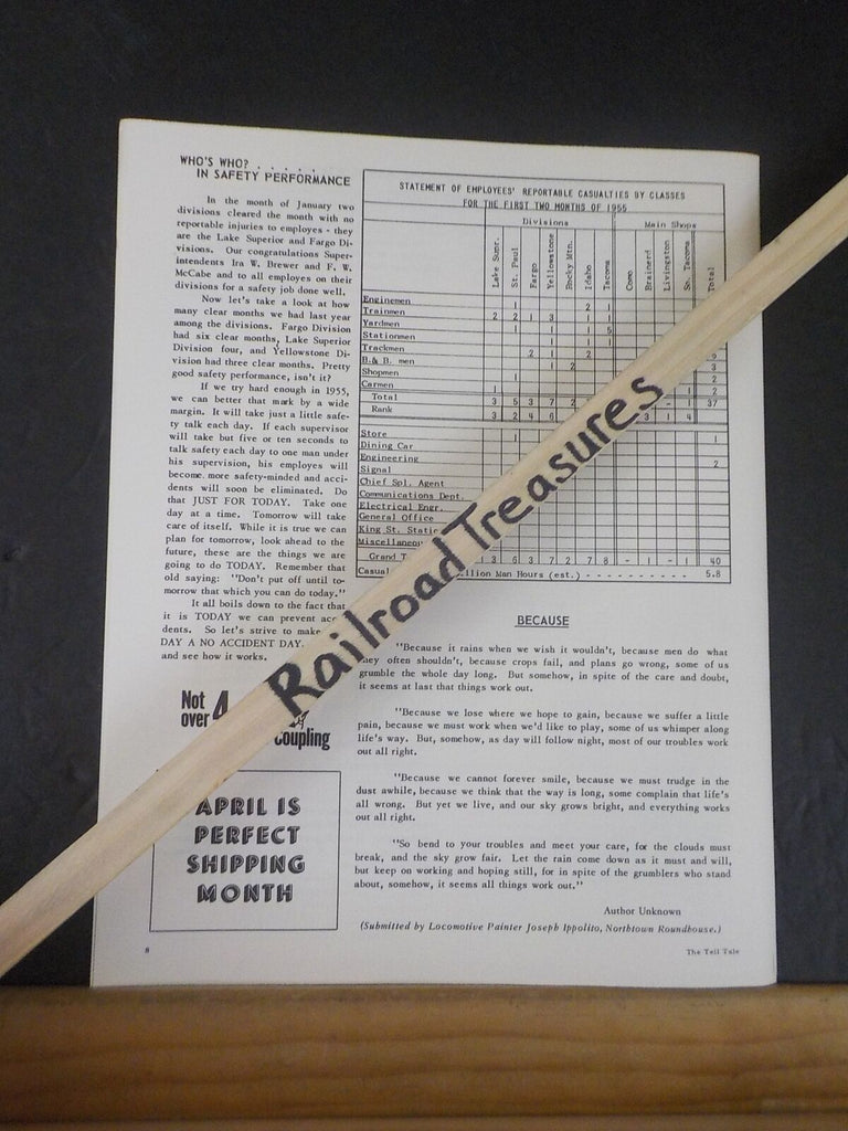 Tell Tale 1955 March Northern Pacific Employee Magazine – RailroadTreasures