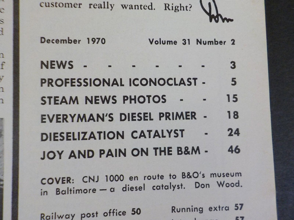 Trains Magazine 1970 December All diesel issue People in power in CNJ ...