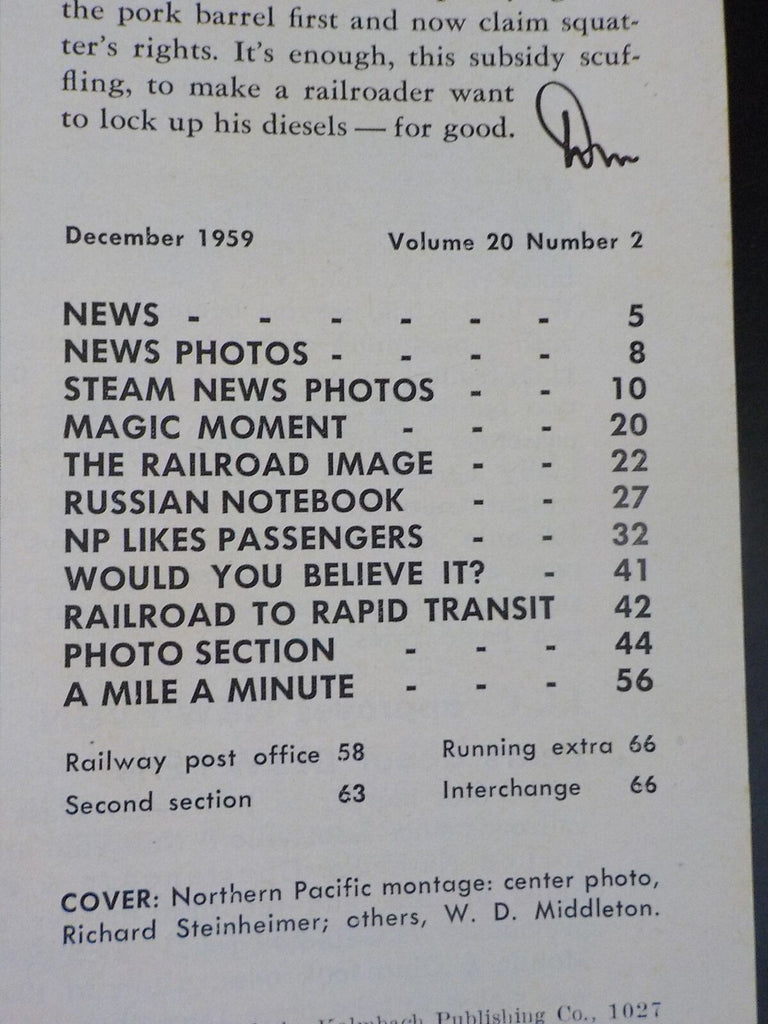 Trains Magazine 1959 December The railroad that likes passengers ...