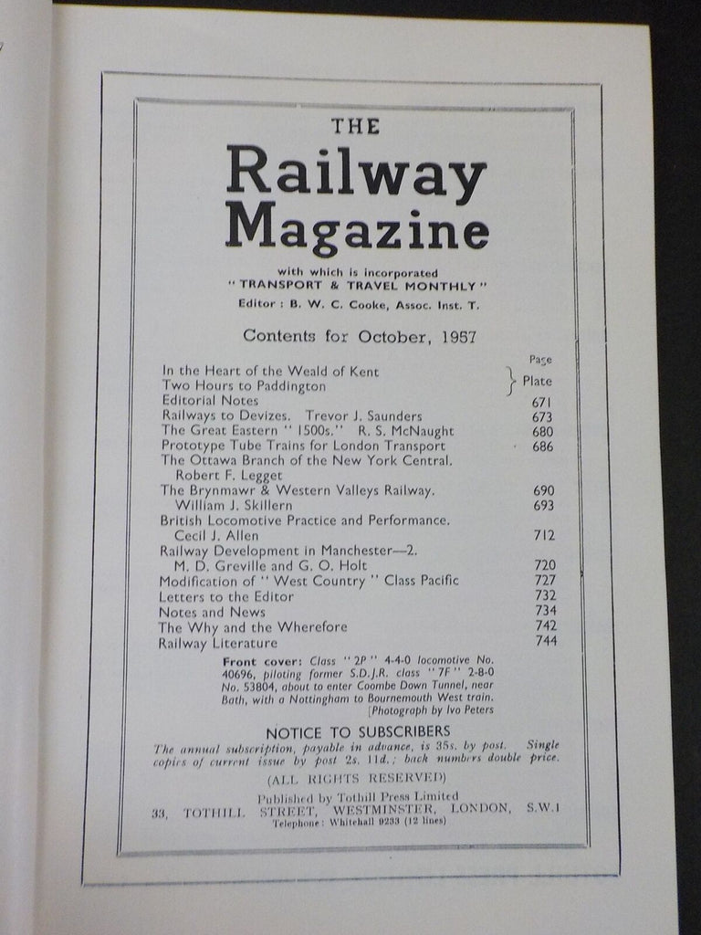 Railway Magazine 1957 October Prototype Tube Trains London Transport N ...