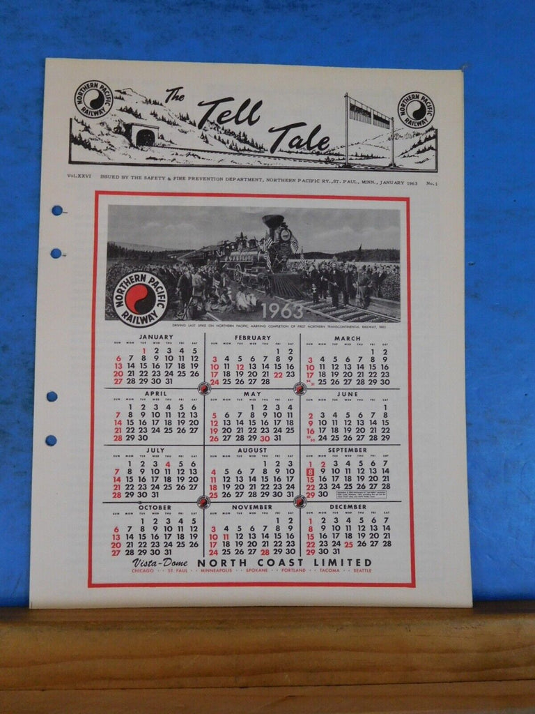Tell Tale 1963 January No.1 Northern Pacific Railway Safety & Fire Dep ...