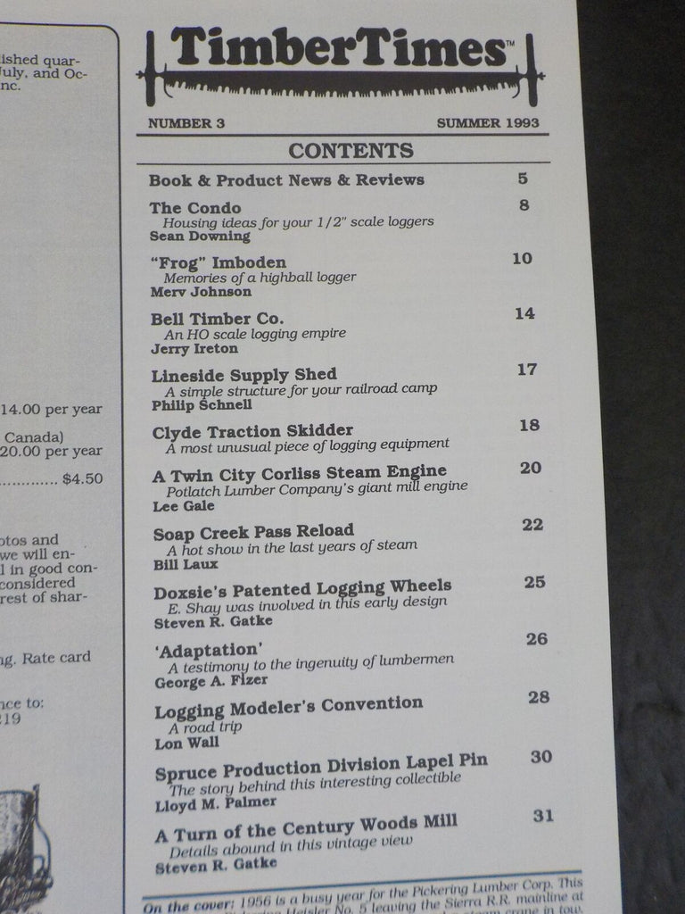 Timber Times #03 Logging Lumber Logging Wheels Shed Ore – RailroadTreasures