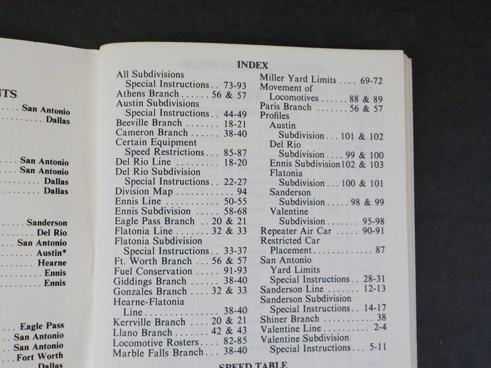 Southern Pacific Transportation Co Employee Timetable San Antonia Div ...