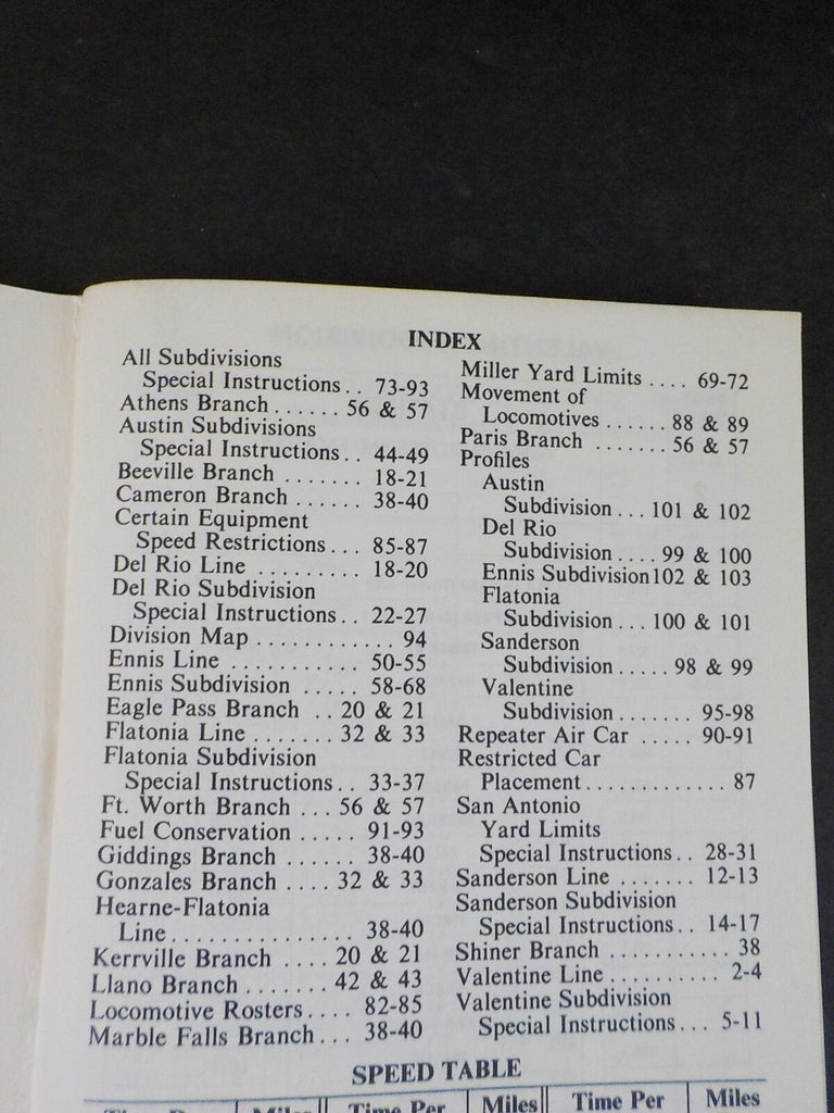 Southern Pacific Employee Timetable #10 San Antonio Division 1980 SP ...