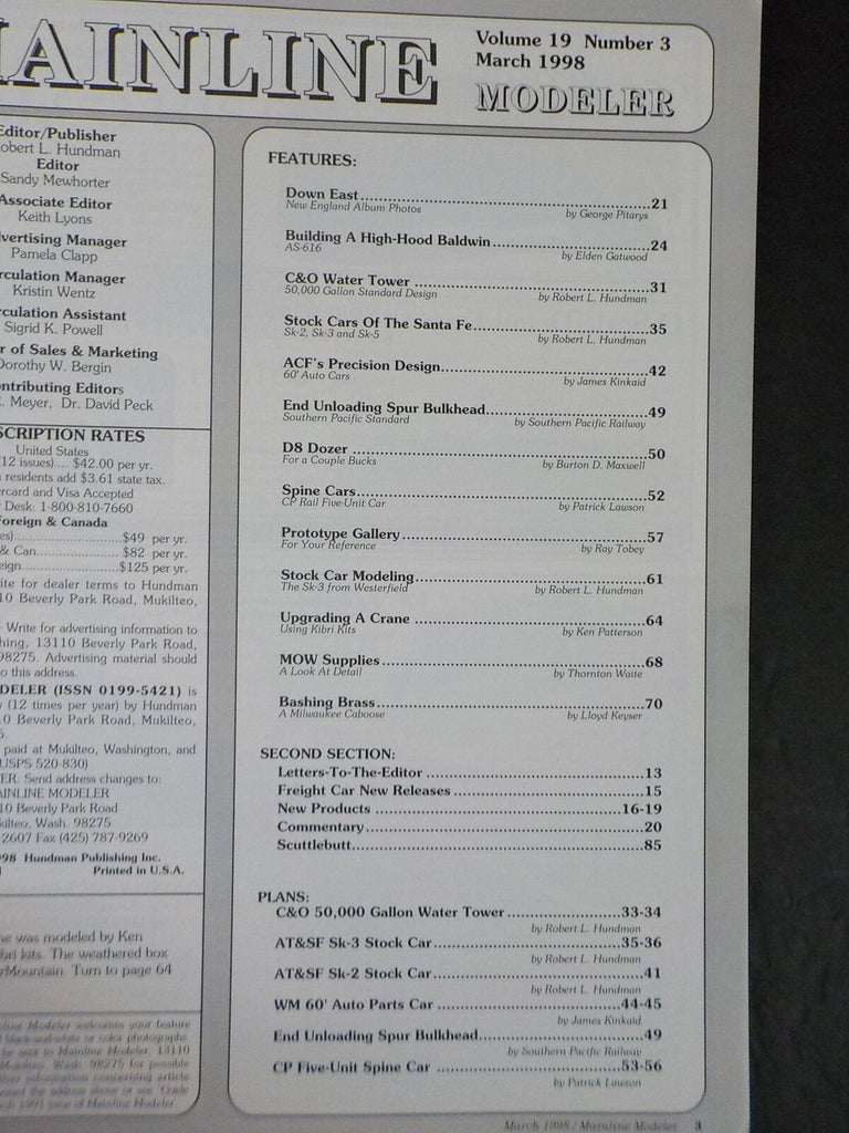 Mainline Modeler 1998 March High hood Baldwin C&O water tower SF Stock ...