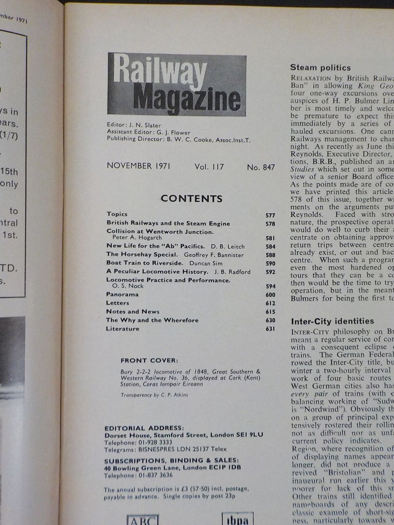 Railway Magazine 1971 November British Railways and the Steam Engine C ...