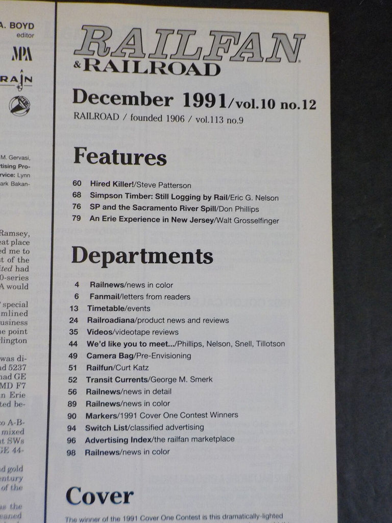 Railfan & Railroad Magazine 1991 December Erie E8s Simpson Timber ...