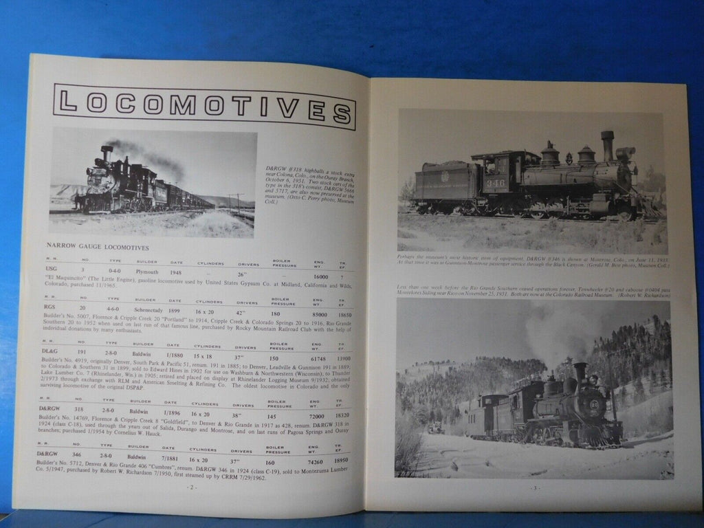 Colorado Railroad Museum Roster of Equipment August 1976 20 pages ...