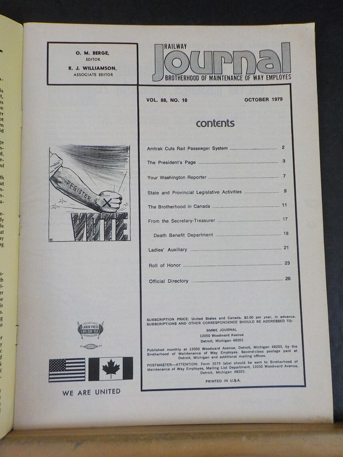 Railway Journal BMWE Magazine 1979 October Amtrak Cuts Rail Passenger ...