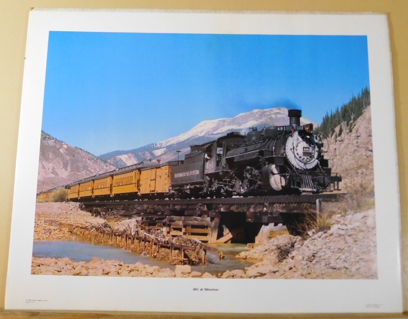 Print Durango & Silverton Locomotive #481 with passenger cars at Silve ...