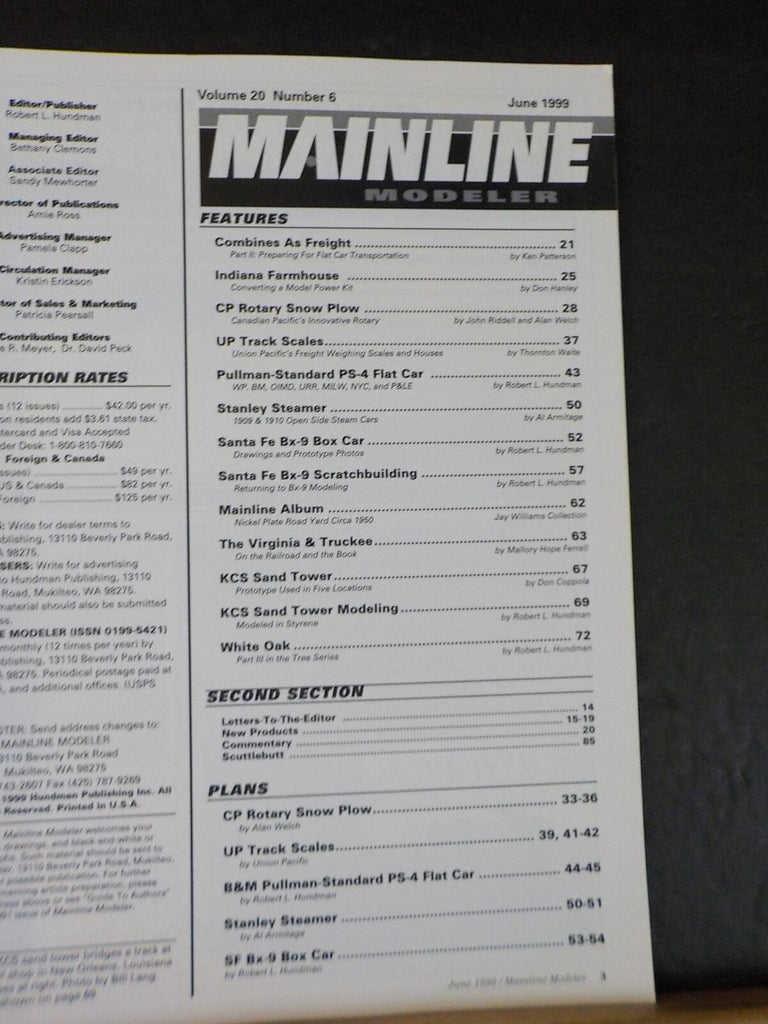 Mainline Modeler 1999 June Combines as freight UP track scales Frt wei ...