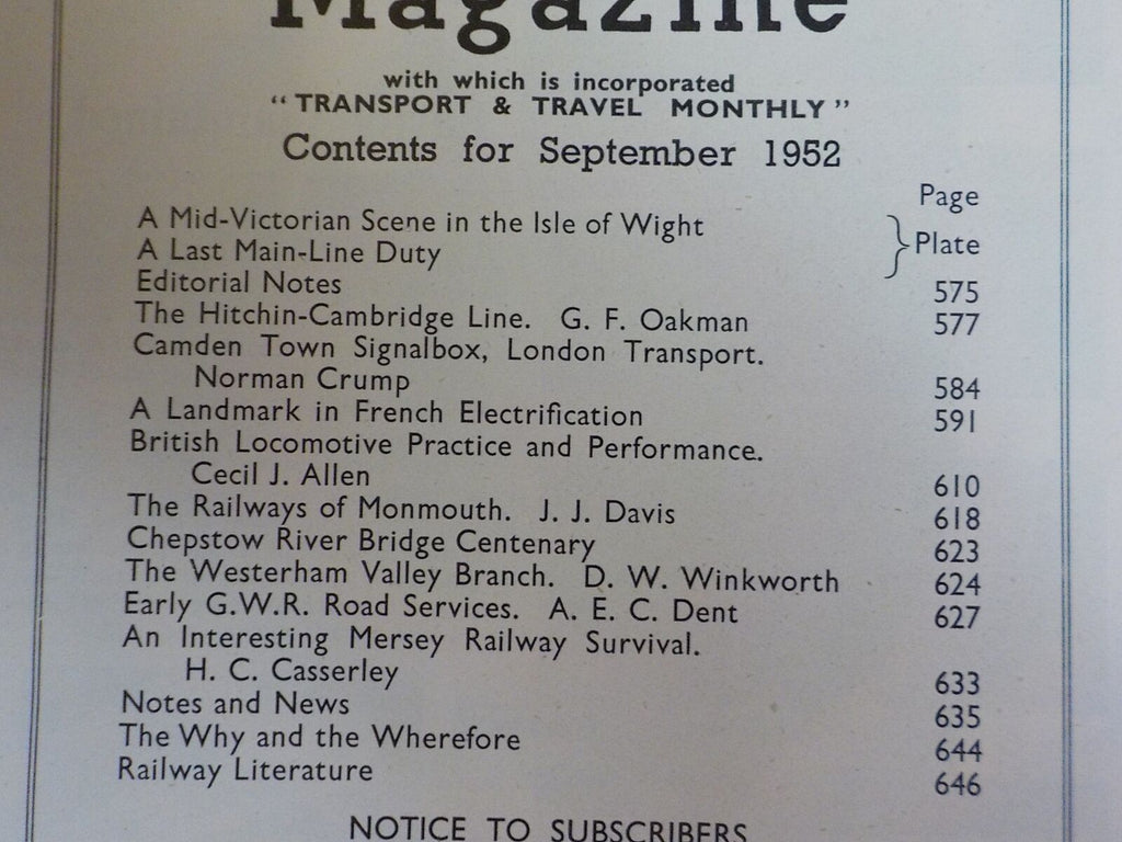 Railway Magazine 1952 September The Hitchin-Cambridge Line Camden Town ...
