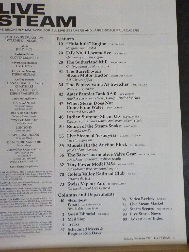 Live Steam Magazine 1993 January Feb PRR A3 switcher tender Sutherland ...