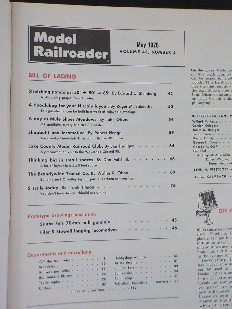 Model Railroader Magazine 1976 May N scale doodlebug A day at Mule Sho ...