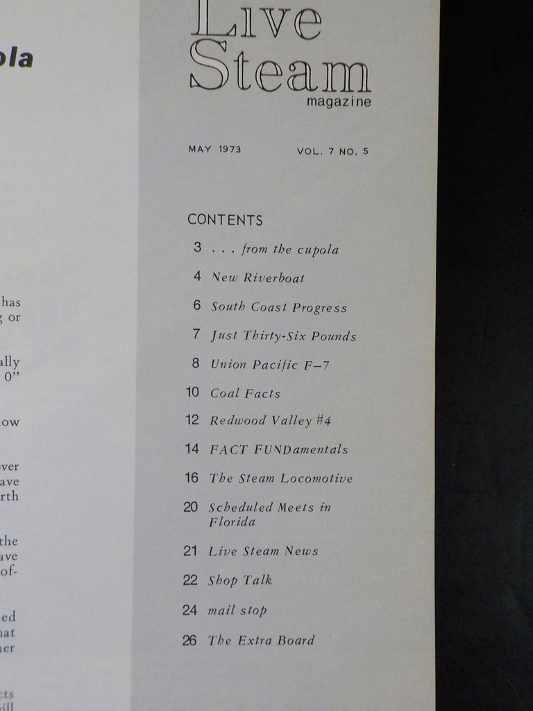 Live Steam Magazine 1973 May UP F-7 Riverboat Smoke stacks Coal facts ...