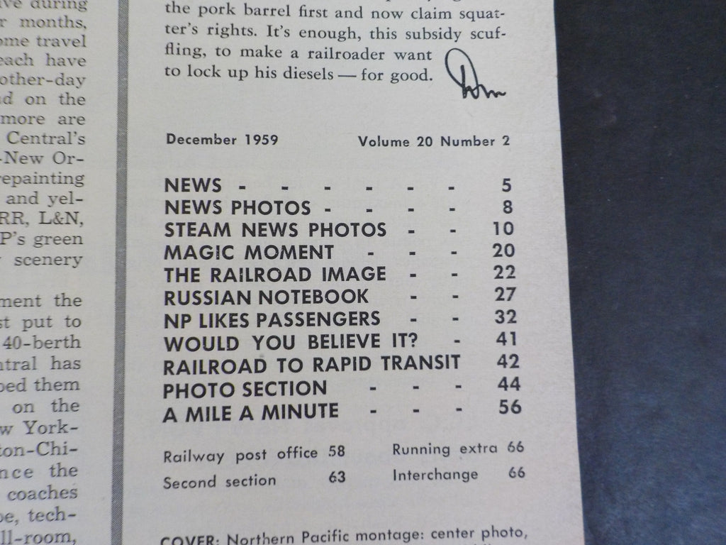 Trains Magazine 1959 December The railroad that likes passengers ...