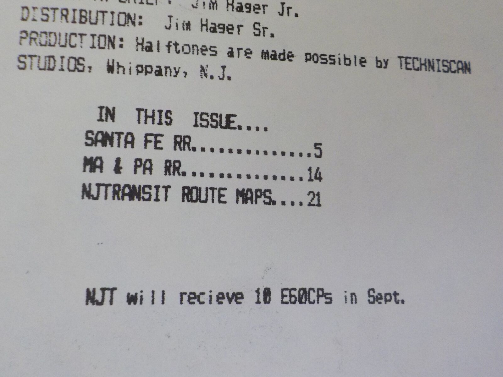 Railroad Update #14 Volume 2 Issue 2 Ma&Pa Santa Fe NJ Transit route m ...