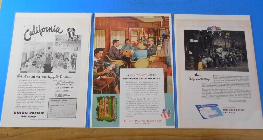 Ads Union Pacific Railroad Lot #46 Advertisements from various magazin ...