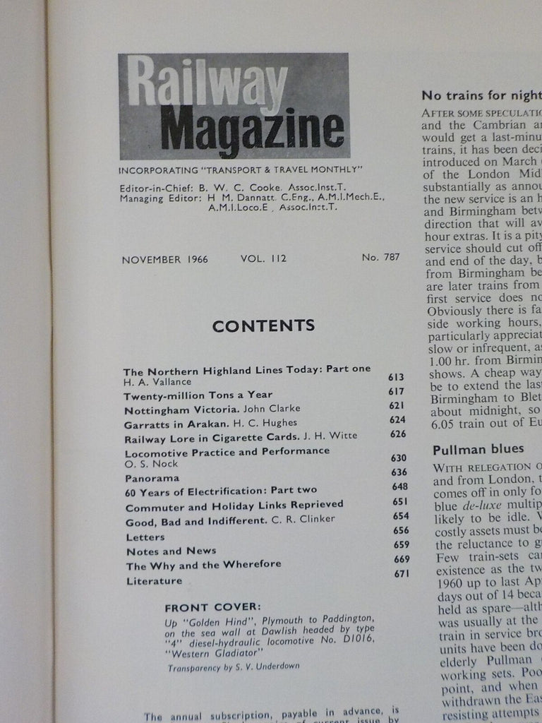 Railway Magazine 1966 November Northern Highland Lines Today Pt 1 Garr ...