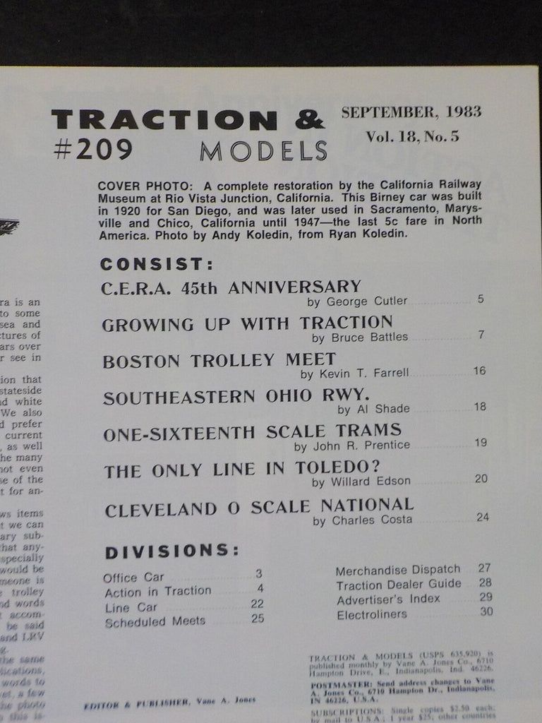 Traction & Models #209 Sept 1983 Southeastern Ohio RY 1/16 scale trams ...