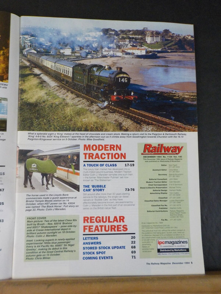 Railway Magazine 1994 December 120 mph slip wrecks Blue Peter GCR aver ...