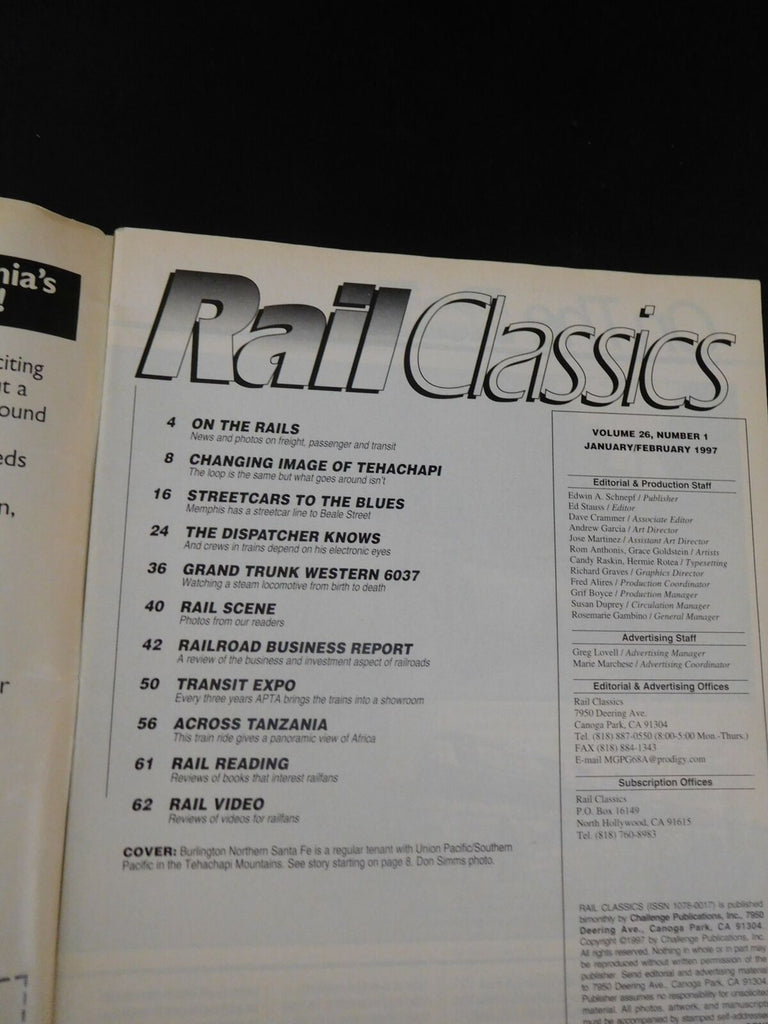 Rail Classics Magazine 1997 January February V26#1 African train ride ...