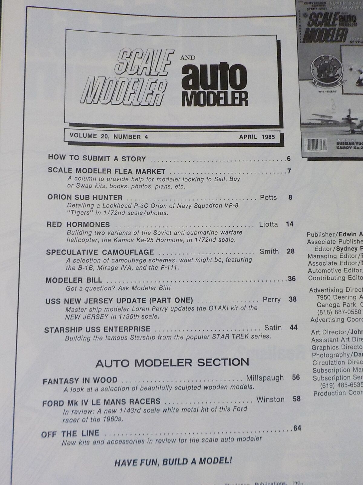 Scale Modeler and Auto Modeler Magazine 1985 April Ford Mk IV USS New ...