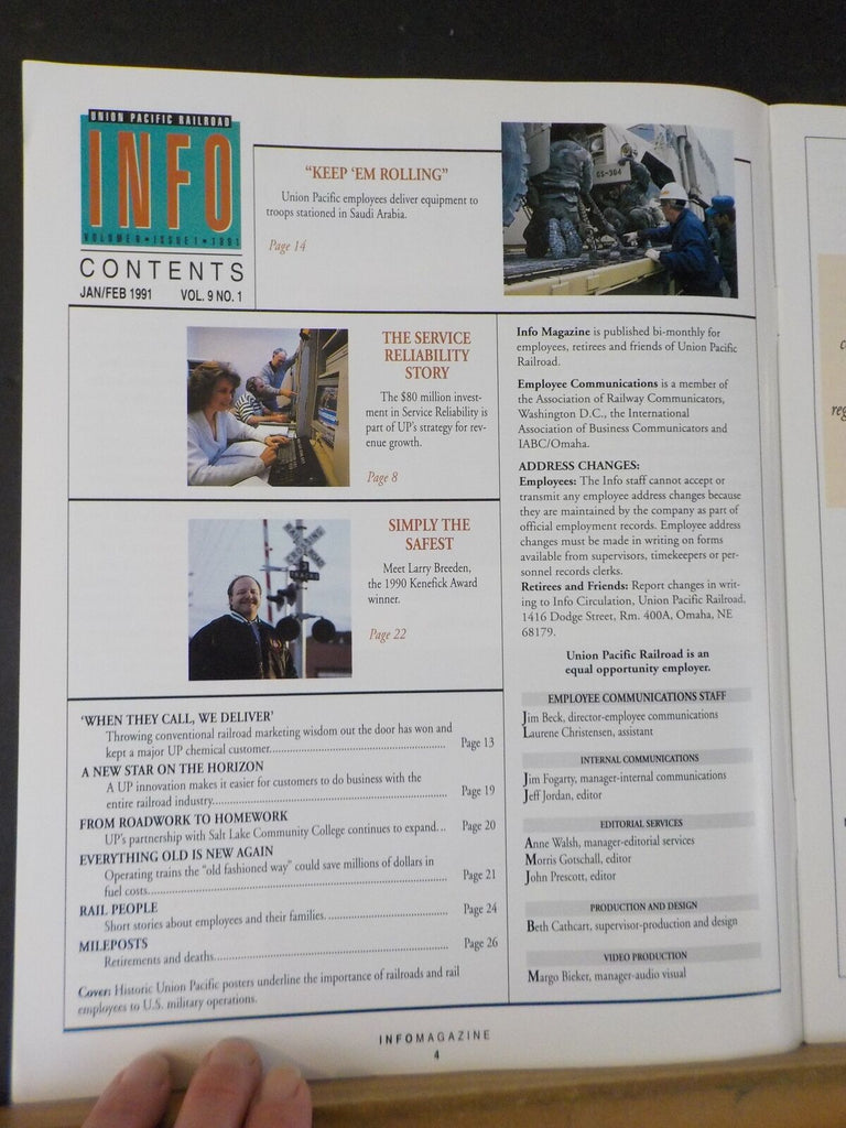 Info Magazine Union Pacific Railroad 1991 January February Employee Ke ...