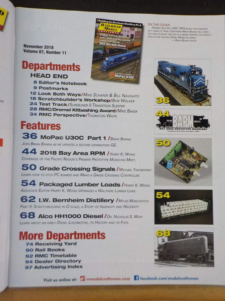 Railroad Model Craftsman Magazine 2018 November Bernheim Distillery Pt ...