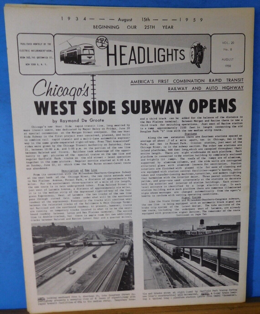 ERA Headlights 1958 August Chicago’s West Side Subway Opens ...