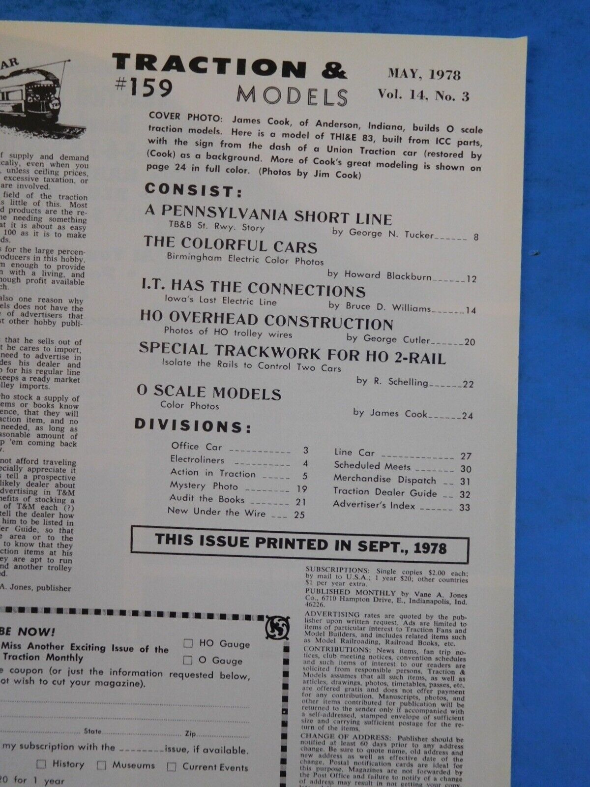Traction & Models #159 1978 May Ninth Pennsylvania Short Line IT HO Tr ...